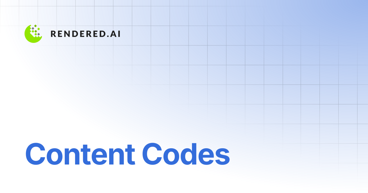 Content Codes | Rendered.ai Support